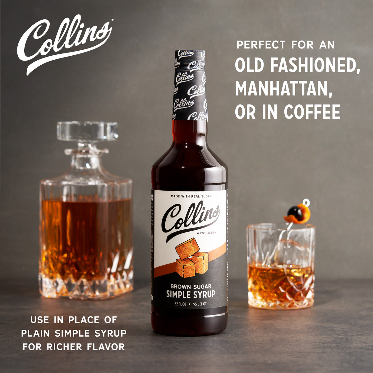 Collins Brown Sugar Syrup - Simple Syrup for Cocktails, Brown Sugar ...