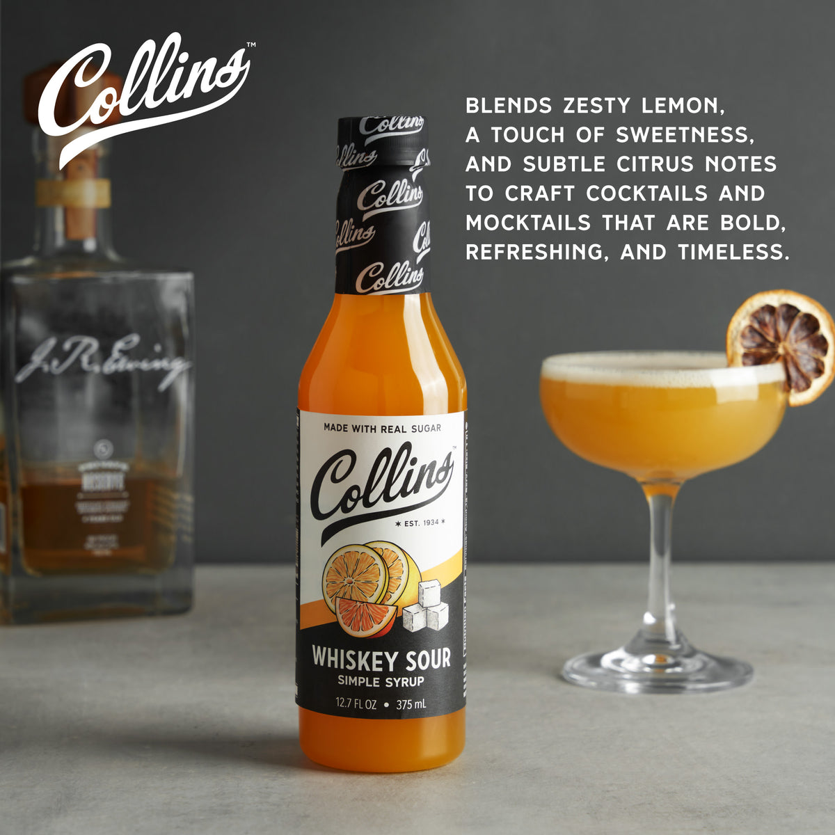 Collins Whiskey Sour Syrup, Made with Orange Juice, Ready to Use ...