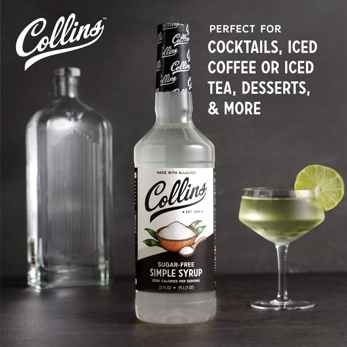 Collins Sugar Free Simple Syrup For Drinks, Allulose Coffee Syrups, Low ...