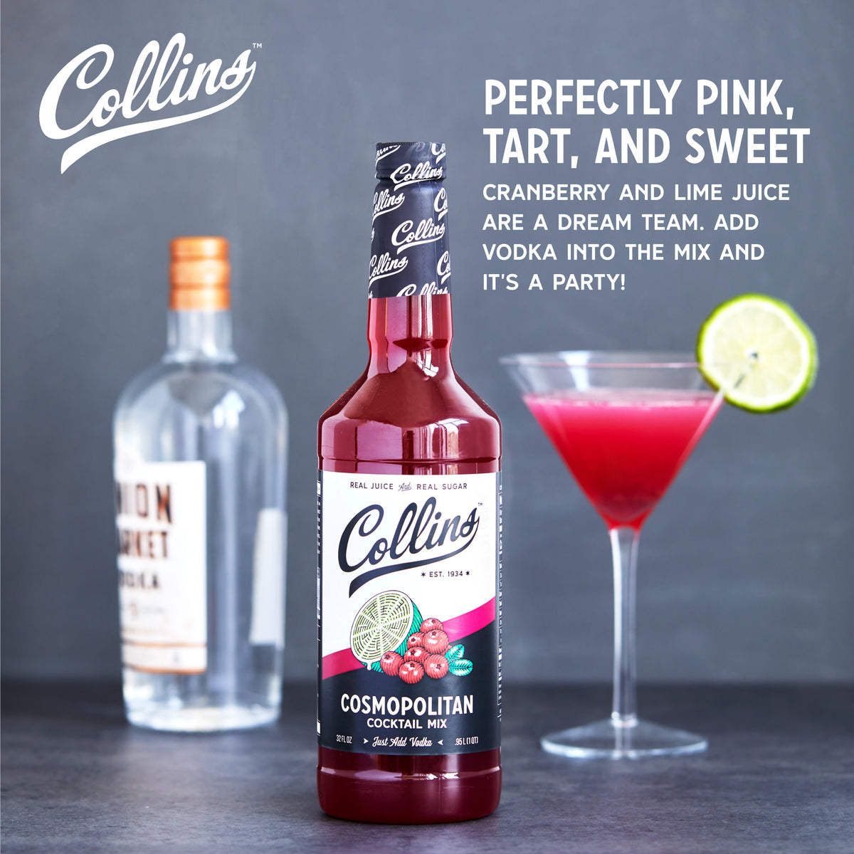 Collins Cosmopolitan Mix, Made With Real Cranberry Juice, Lime Juice ...